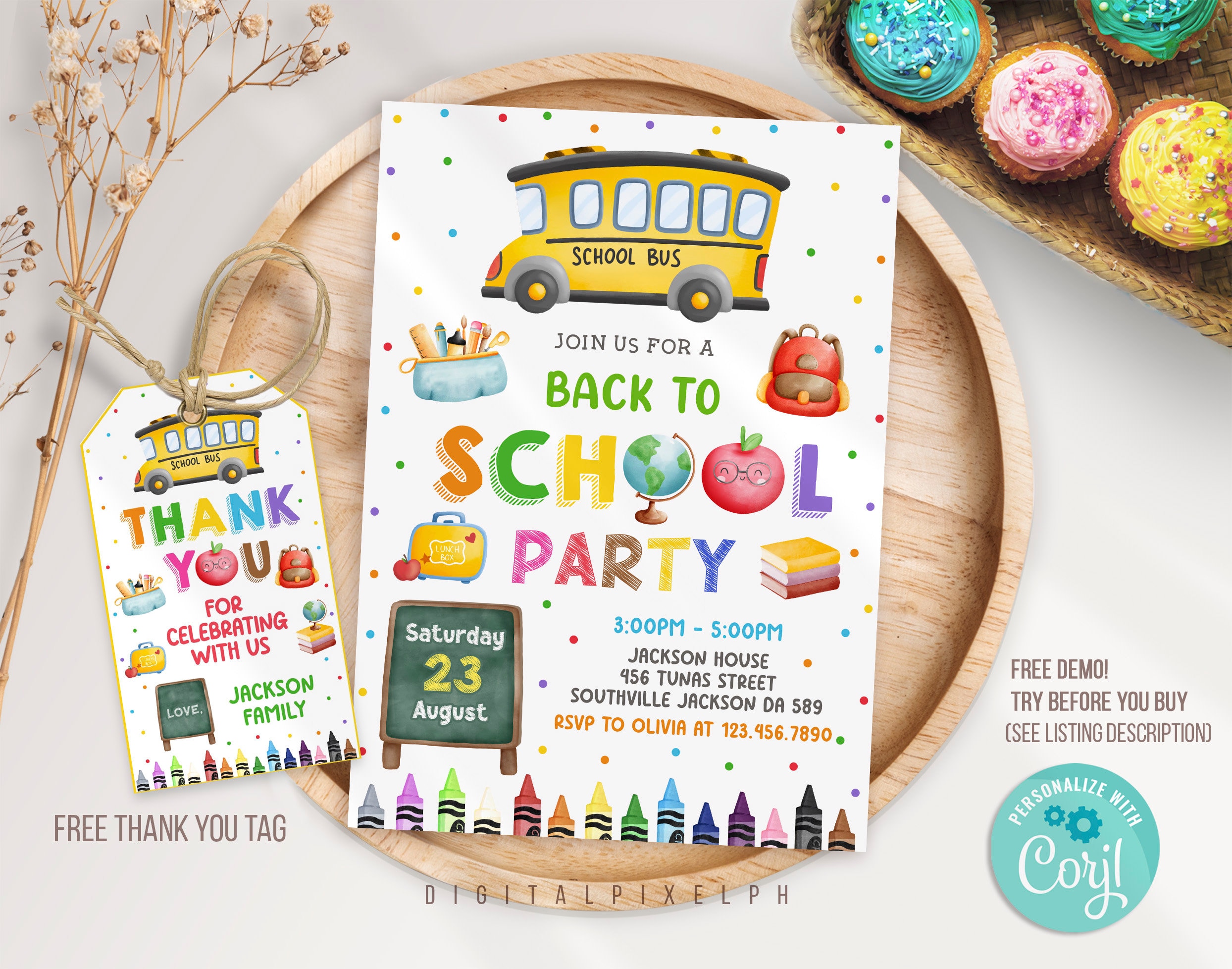 Editable Back to School Party Invitation, Back to School Invitation ...