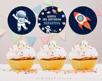 Solar System Cupcake Toppers, Outer Space Birthday, Planets, Space ...