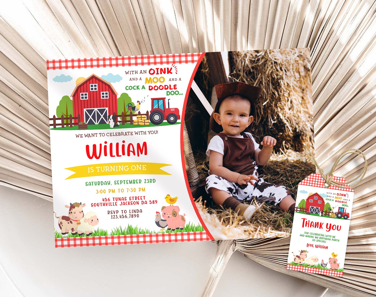 Farm Birthday Party Invitation Template With Photo Farm - Etsy