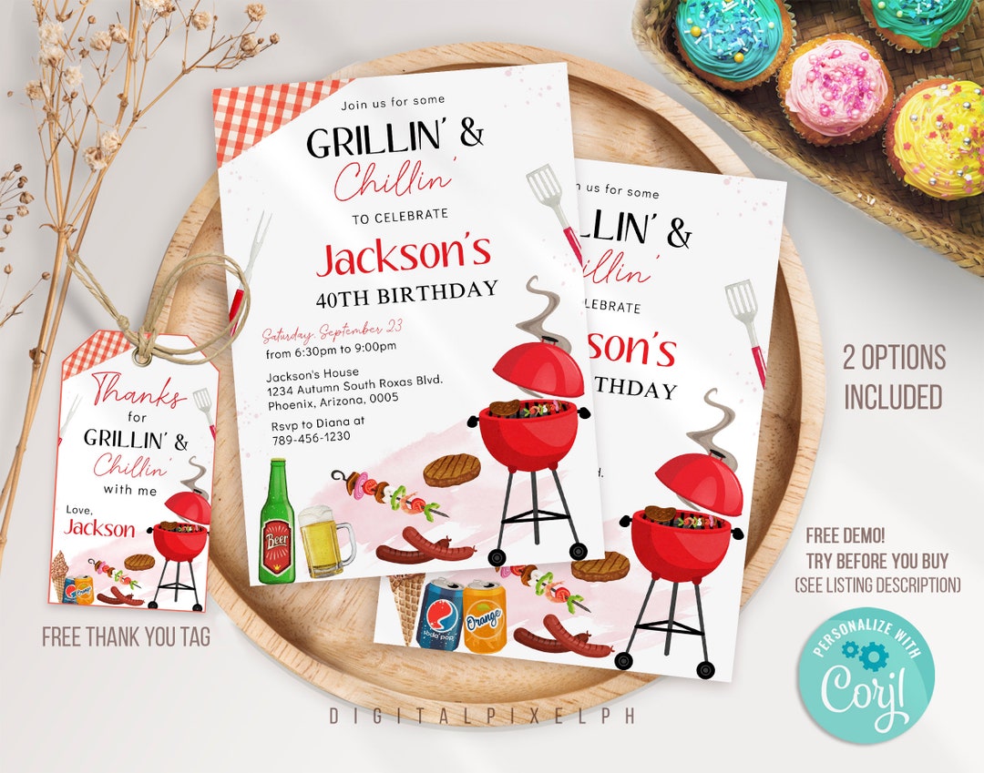 Editable Backyard BBQ Birthday Invitation Template, Backyard BBQ ...