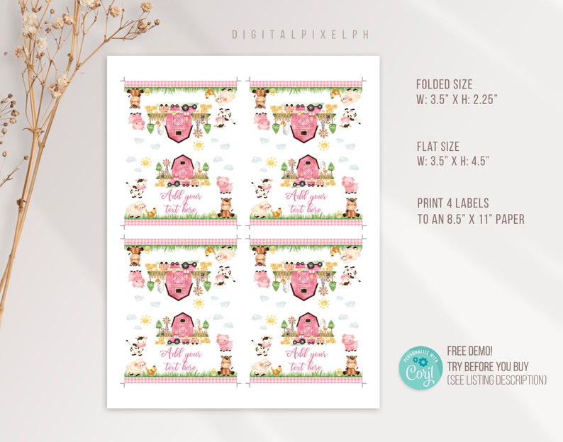 Editable Farm Animal Food Label Tent Cards (digital Download) - Etsy