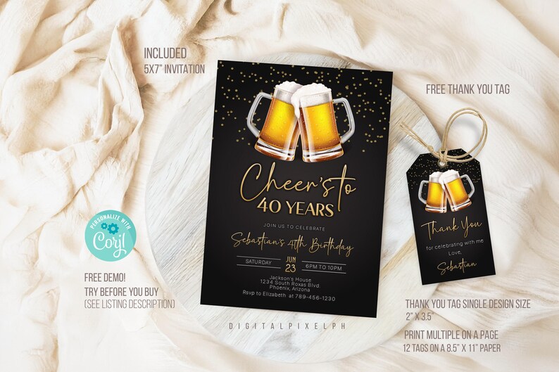 Editable Beer Birthday Invitation Template (digital Download) - Etsy