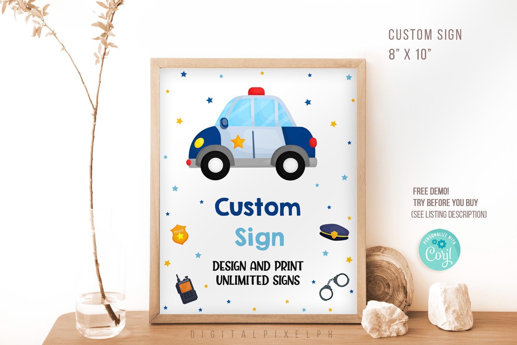 Editable Police Birthday Welcome Sign Template, Police Birthday Custom ...