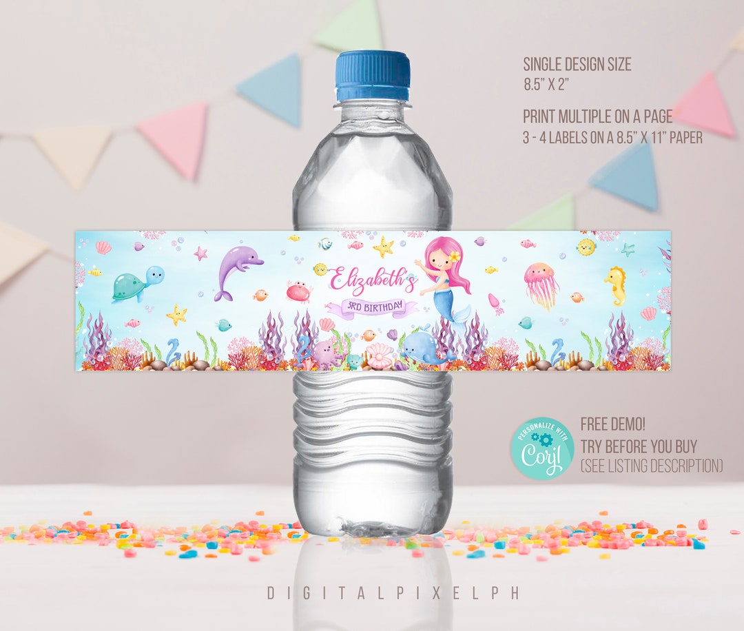 Editable Under the Sea Water Bottle Label, Under the Sea Label, Under ...