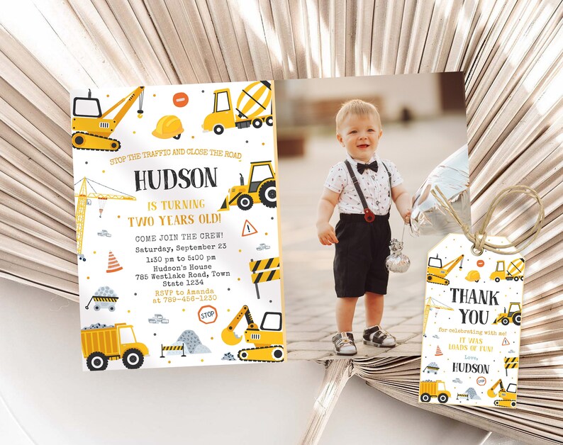 Editable Construction Birthday Party Invitation Template - Etsy