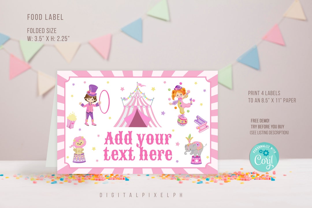 Editable Circus Food Label, Circus Food Tent Cards, Circus Food Tent ...