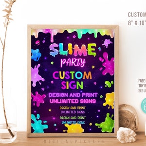 Editable Slime Party Birthday Welcome Sign Template, Slime Party Custom ...