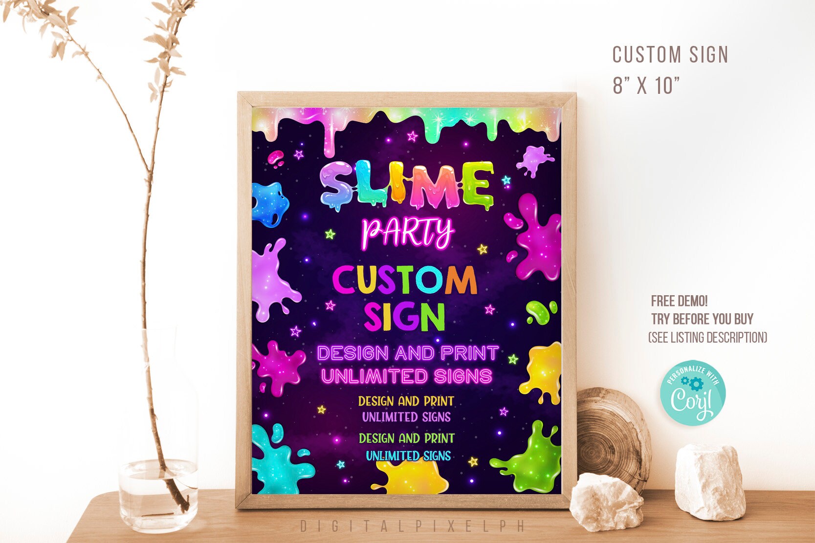 Slime Birthday Party Welcome Sign Template (digital Download) - Etsy