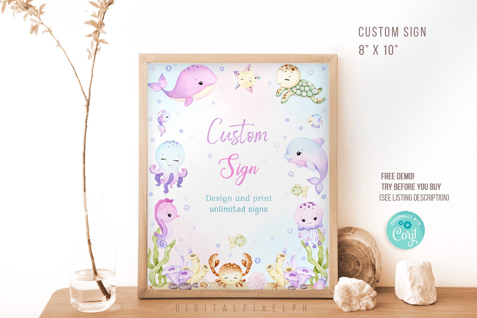 Editable Under the Sea Welcome Sign, Under the Sea Birthday Custom Sign ...