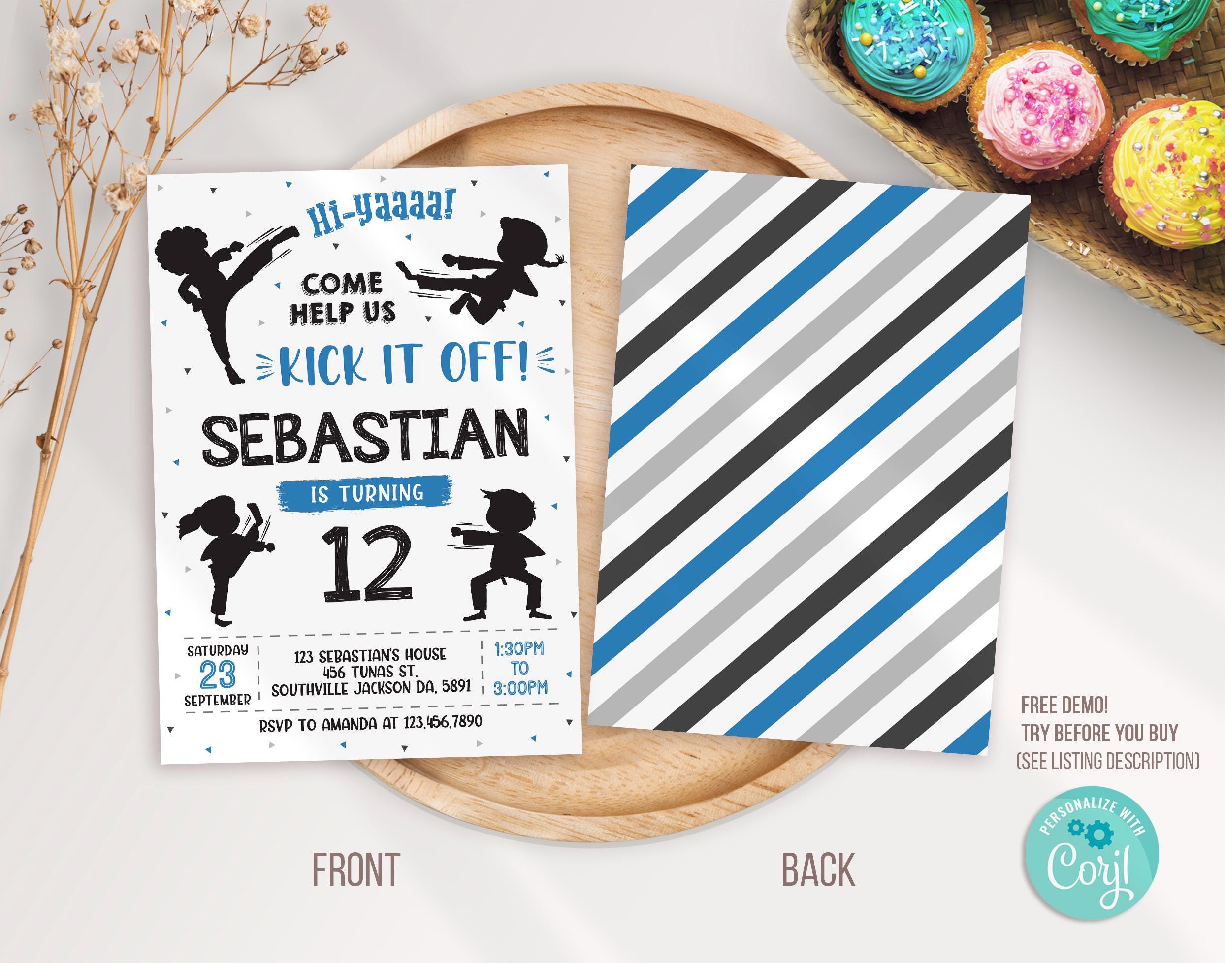 Editable Karate Birthday Invitation Template, Taekwondo Birthday ...