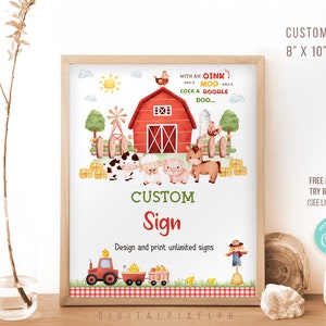 Editable Farm Birthday Welcome Sign Template (digital Download) - Etsy