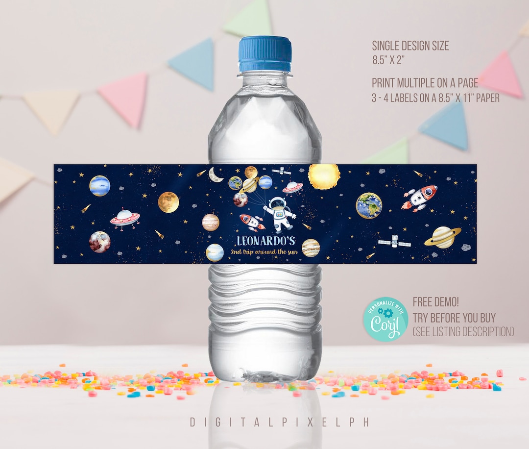 Editable Outer Space Water Bottle Label, Rocket Fuel Label, Space Water ...