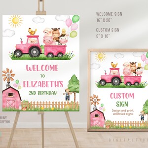 Editable Farm Birthday Welcome Sign Template, Farm Birthday Custom Sign ...