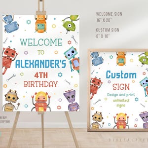 Editable Robot Welcome Sign Template, Robot Custom Sign Template, Robot ...