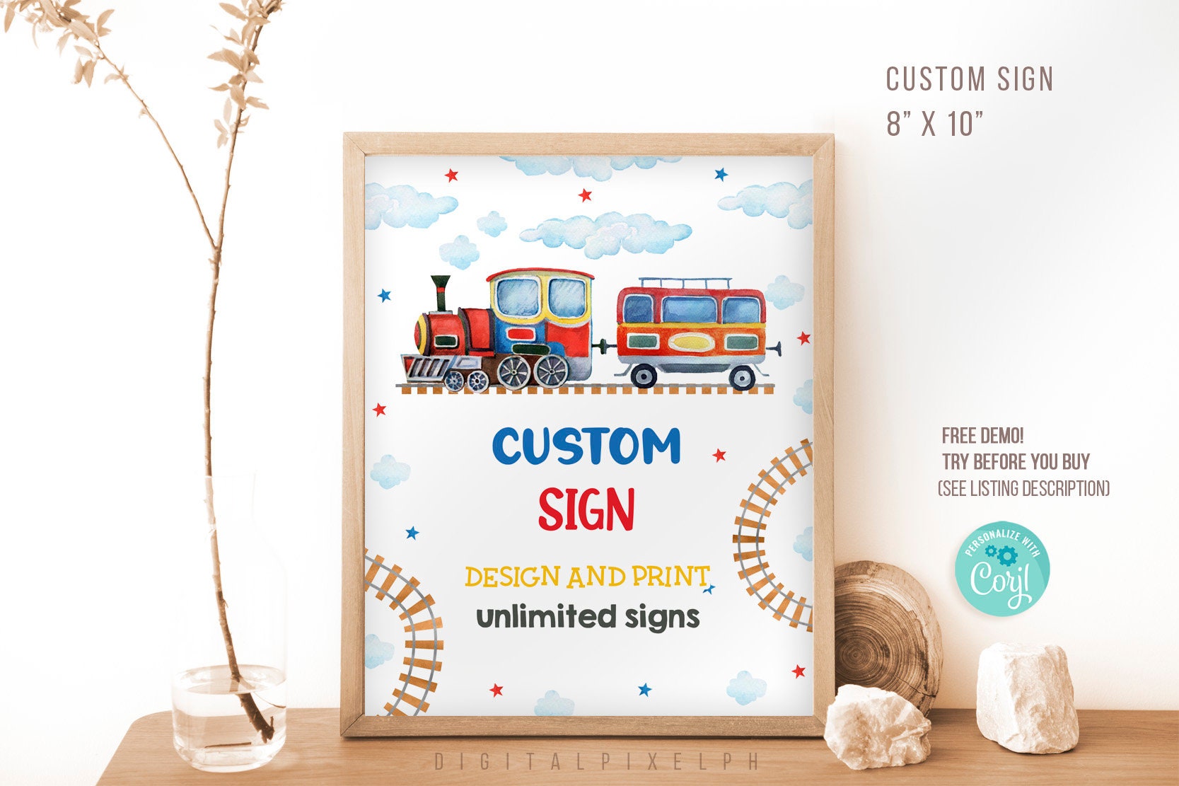 Editable Train Birthday Welcome Sign Template, Train Birthday Custom ...