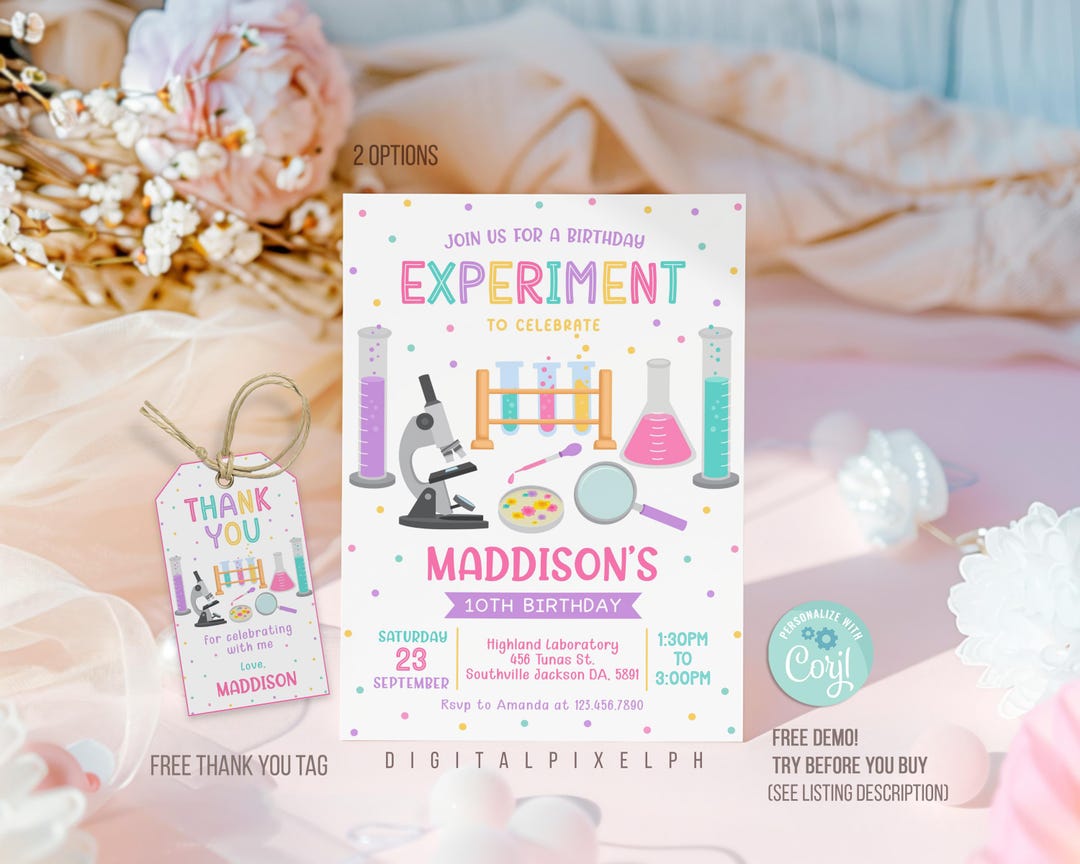 Mad Science Birthday Invitation, Experiment Party (digital Download) - Etsy