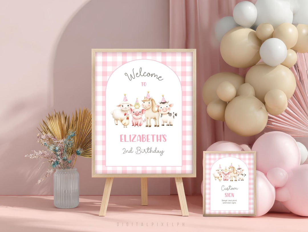 Farm Birthday Welcome Sign Template, Farm Custom Sign (digital Download ...
