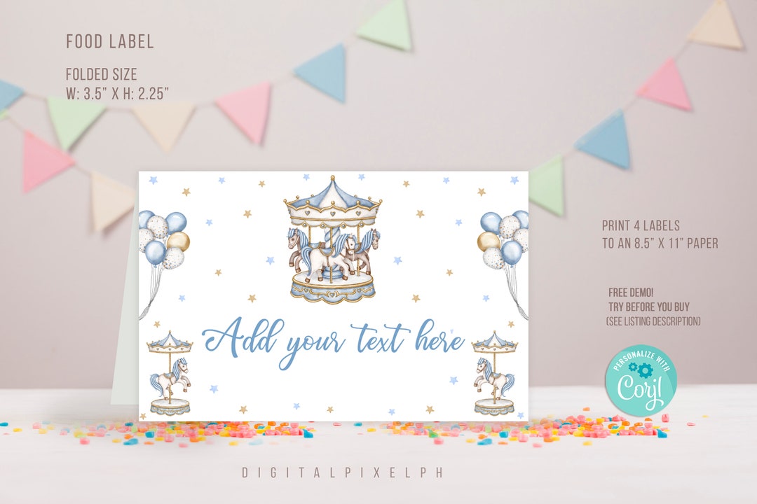 Editable Carousel Food Label, Carousel Food Tent Cards, Carousel Food ...