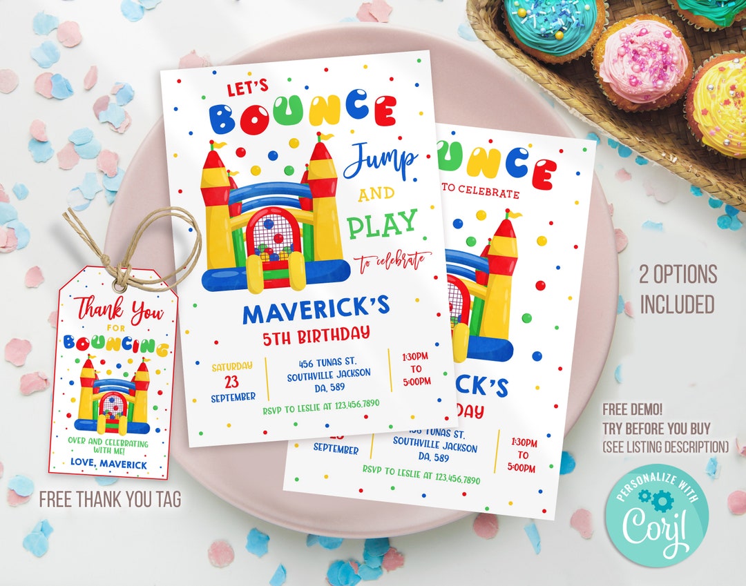 Bounce House Birthday Party Invitation Template, Bounce House Birthday ...