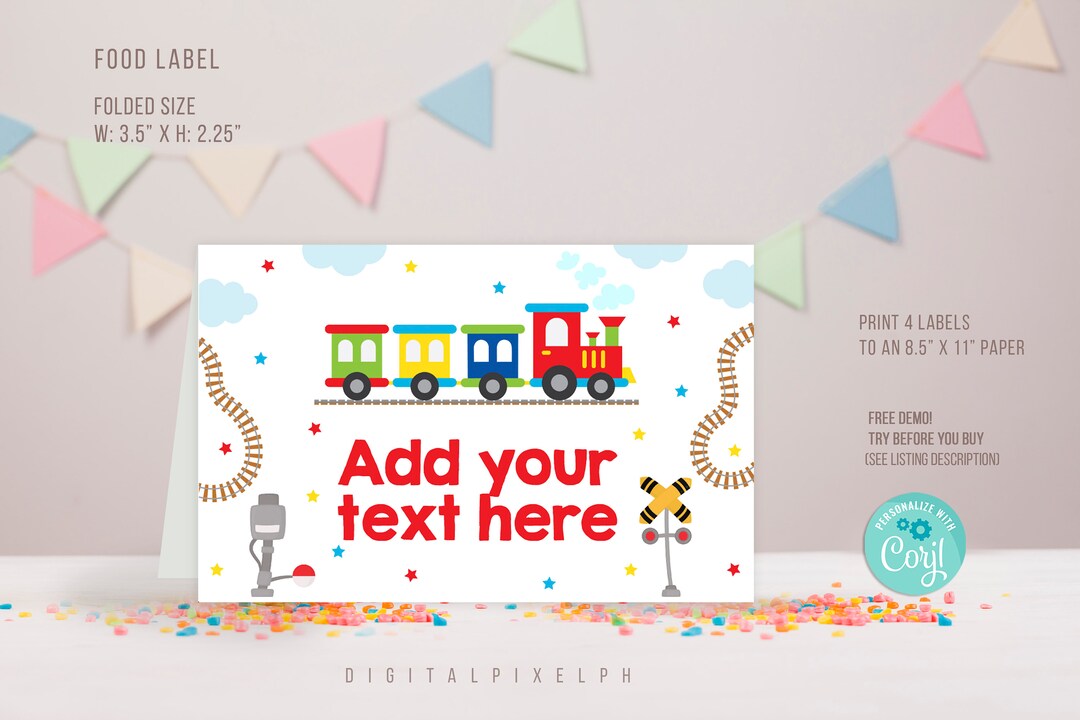 Editable Train Food Label, Train Birthday Party Food Tent Cards, Train ...
