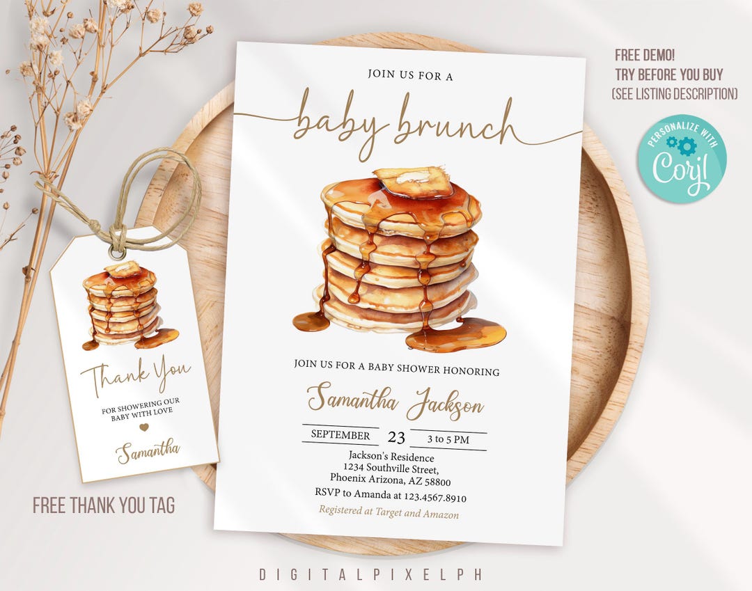 Editable Baby Brunch Baby Shower Invitation Template, Baby Brunch ...