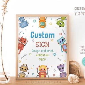 Editable Robot Welcome Sign Template, Robot Custom Sign Template, Robot ...