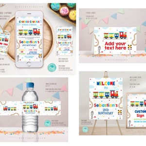 Editable Train Invitation Bundle Template, Train Welcome Custom Sign ...