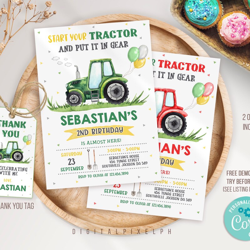 Tractor Invitations - Etsy