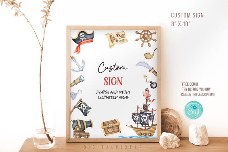 Editable Pirate Birthday Welcome Sign Template (digital Download) - Etsy