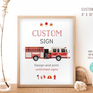 Editable Fire Truck Welcome Sign Template, Fire Truck Birthday Custom ...
