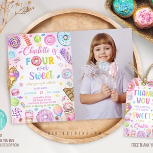 Editable Sweets Candy Invitation, Sweet Candy Birthday Invitation ...