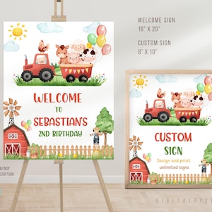 Editable Farm Birthday Welcome Sign Template, Farm Birthday Custom Sign ...