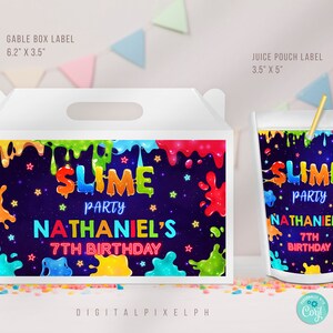 Editable Slime Party Capri Sun Labels, Slime Party Juice Labels, Slime ...