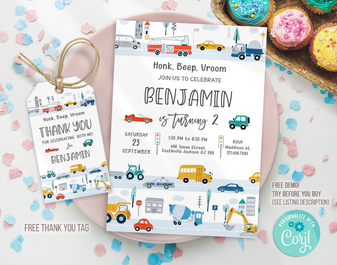 Transportation Birthday Invitation Template, Transportation Vehicle ...