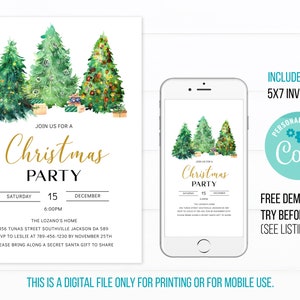 Editable Christmas Party Invitation Christmas Party - Etsy