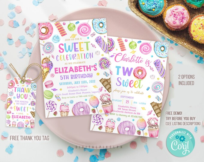 Candy Theme Invitation, Candyland Invitation, Candy Party Invitation ...