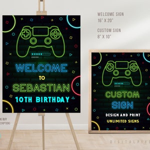 Editable Video Game Welcome Sign Template, Video Game Birthday Custom ...