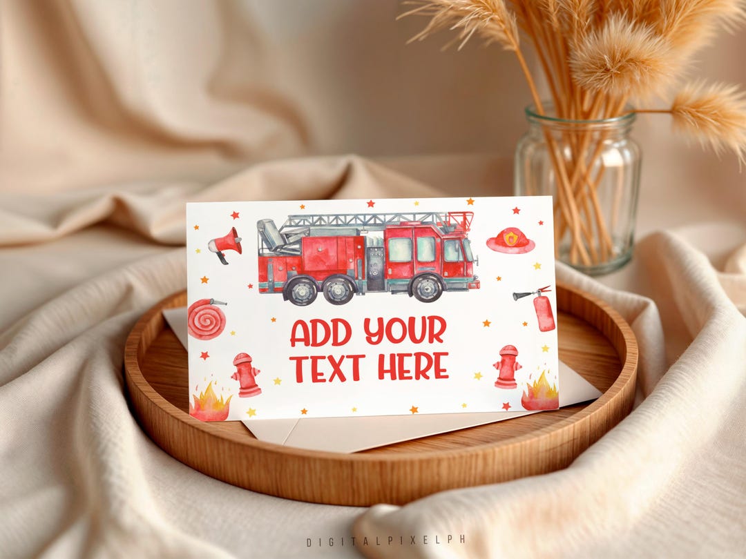 Editable Fire Truck Food Label Tent Cards (digital Download) - Etsy