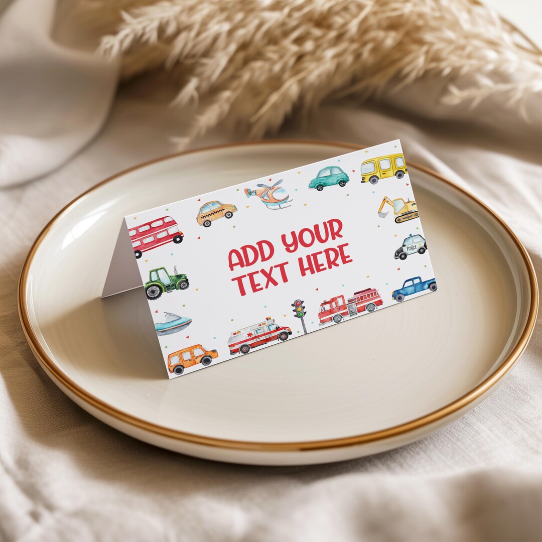 Editable Transportation Food Label Tent Cards (digital Download) - Etsy