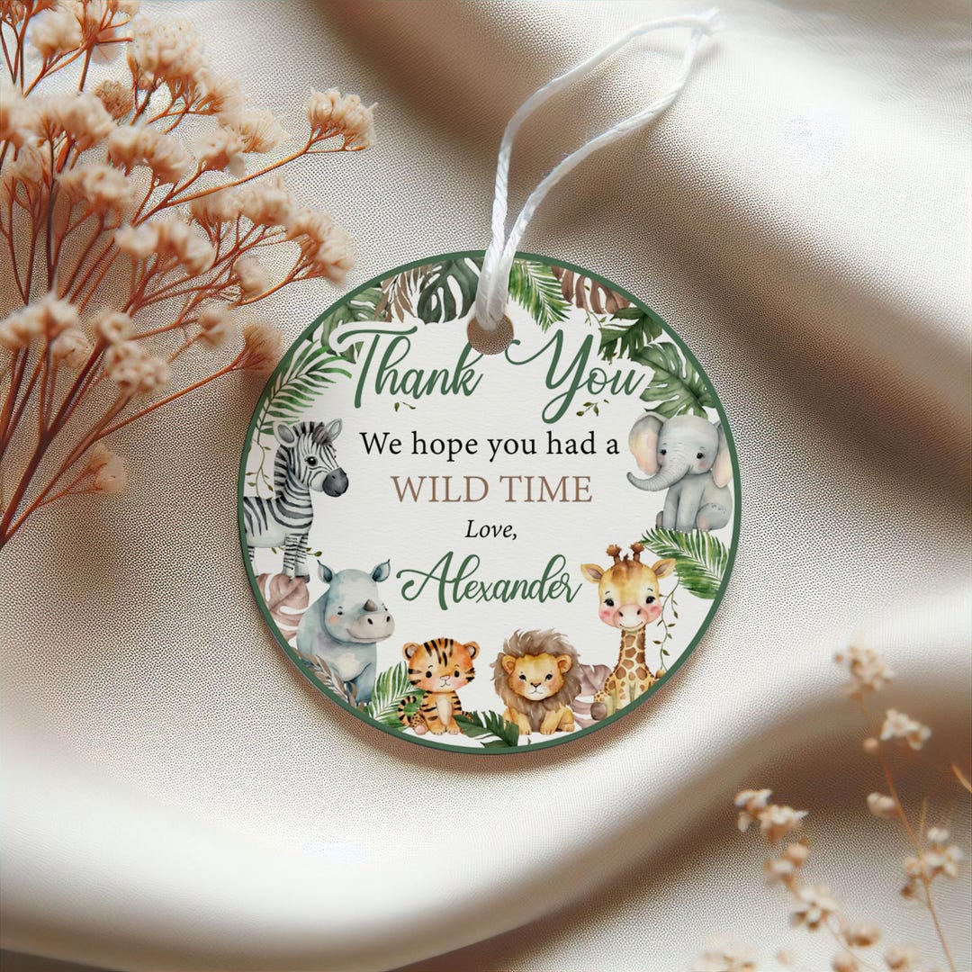 Safari Round Thank You Tags, Safari Sticker, Safari Square Thank You ...