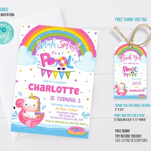 Pool Party Birthday Invitation, Pool Party Birthday Invite, Pool Party ...