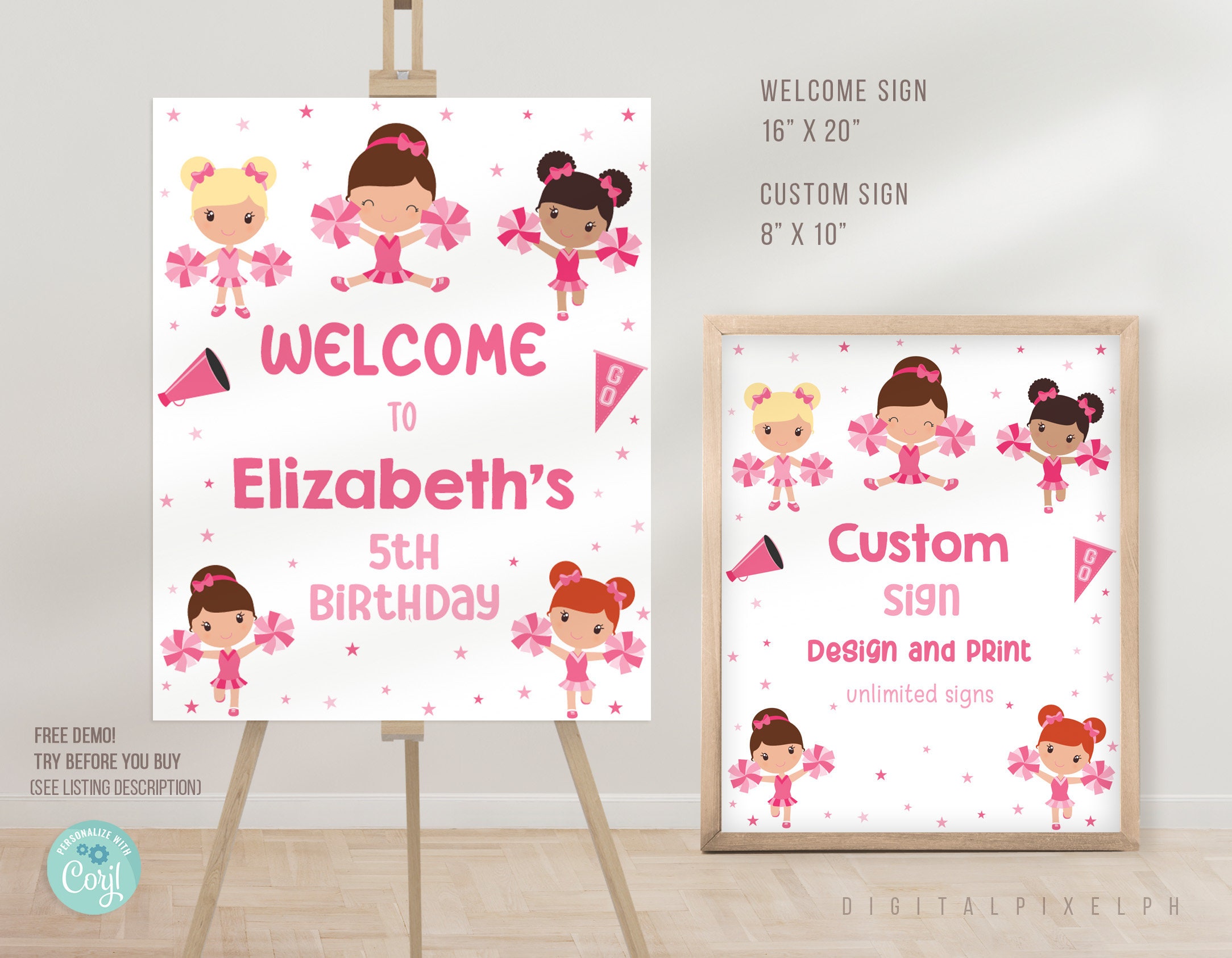 Editable Cheerleader Welcome Sign Template, Cheerleader Birthday Custom ...