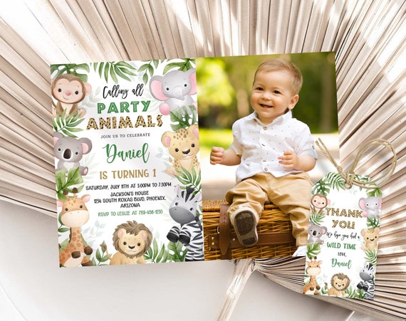EDITABLE Safari Birthday Invitation Wild One 1st Birthday - Etsy