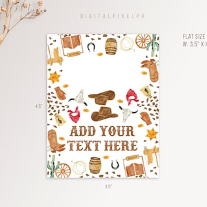 Editable Cowboy Food Label, Cowboy Birthday Party Food Tent Cards ...