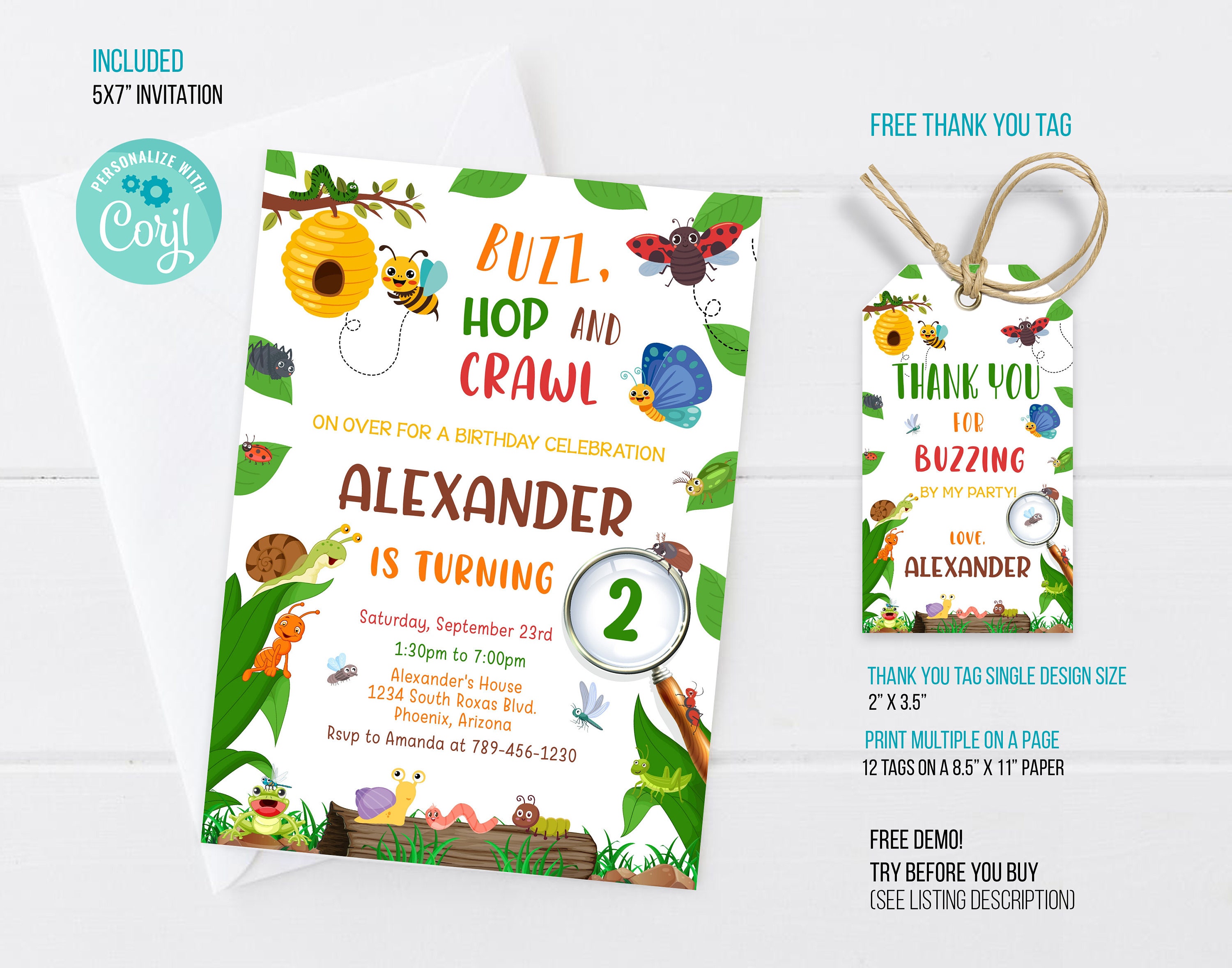 Insect Birthday Invitation Bugs Birthday Invitation Insect - Etsy