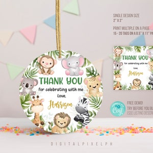 Editable Safari Round Thank You Tags, Safari Sticker, Safari Square ...
