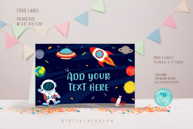 Editable Outer Space Food Label Outer Space Birthday Party - Etsy