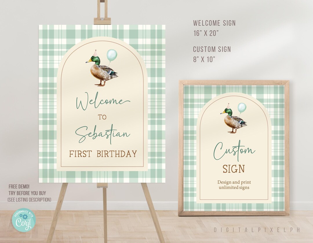 Editable Mallard Duck Welcome Sign Template, Mallard Duck Custom Sign ...