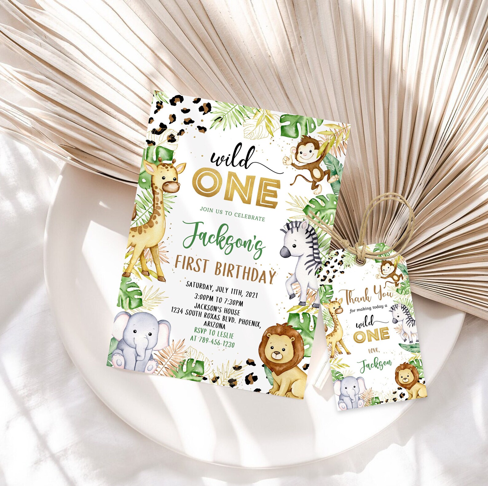 EDITABLE Safari Birthday Invitation Wild One 1st Birthday - Etsy