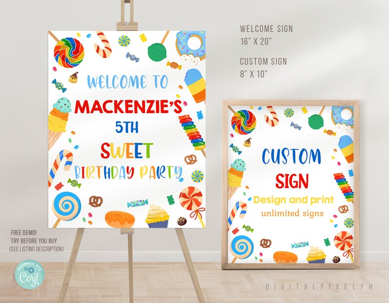 Editable Sweets Candy Welcome Sign Template, Sweets Custom Sign ...